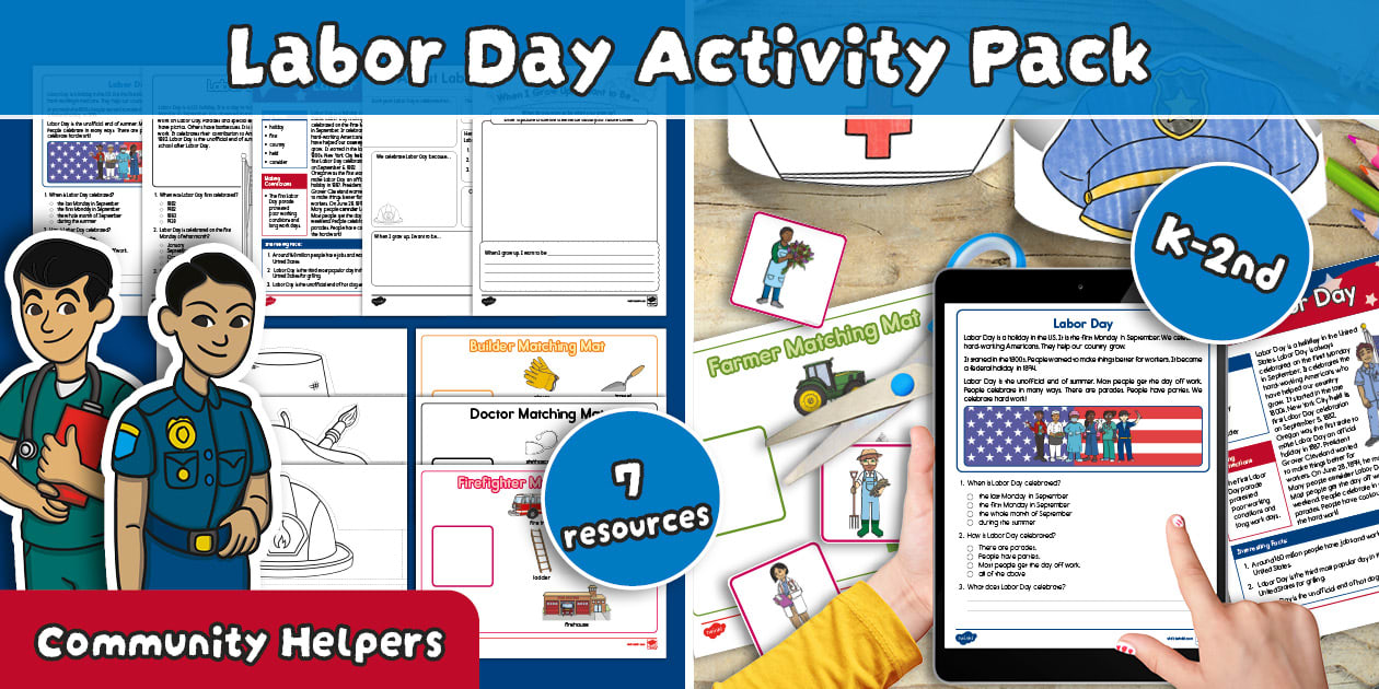 Hooray for Labor Day! Activity Pack for K-2nd Grade - Twinkl