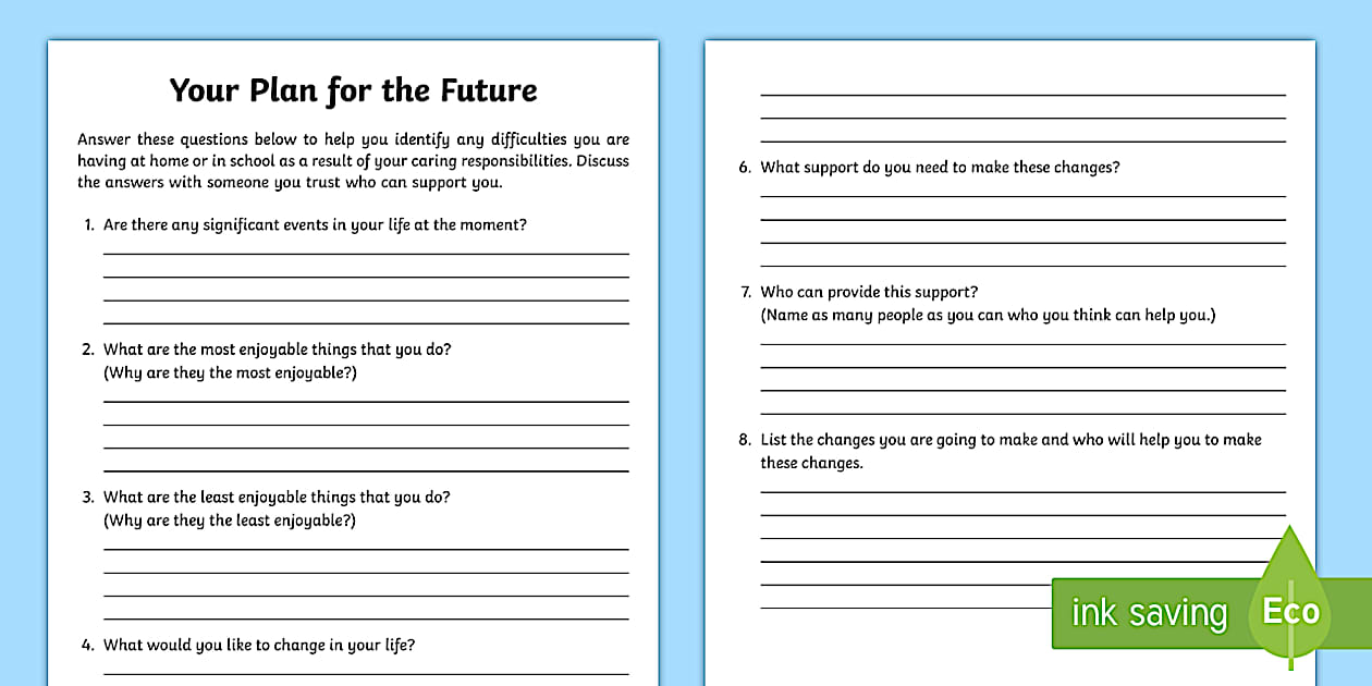Young Carers Plan for the Future Planning Template