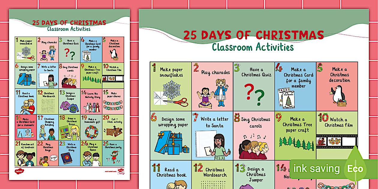 Editable 25 Days of Christmas - Classroom Activities