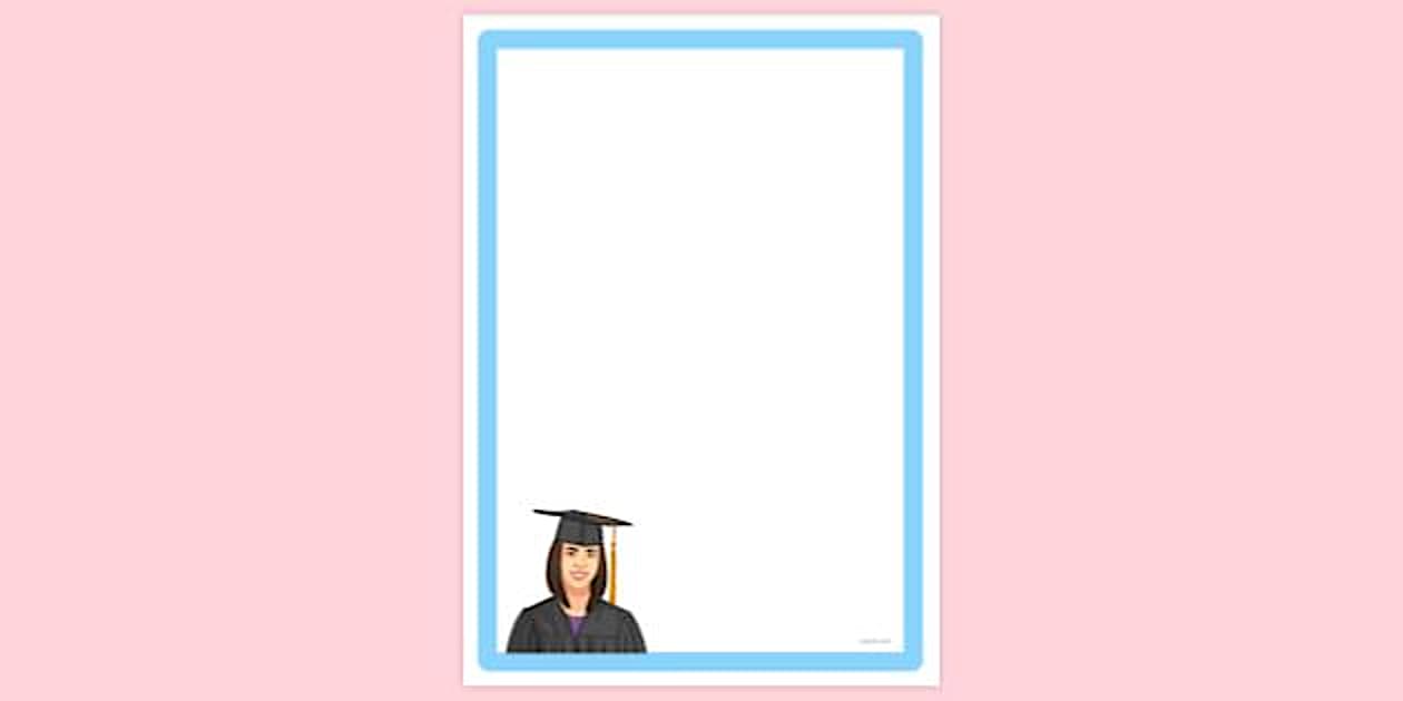 Simple Blank Student Wearing Graduation Cap Page Border