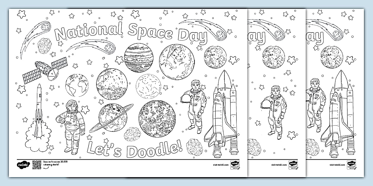 National Space Day Doodle Colouring Pages - Twinkl