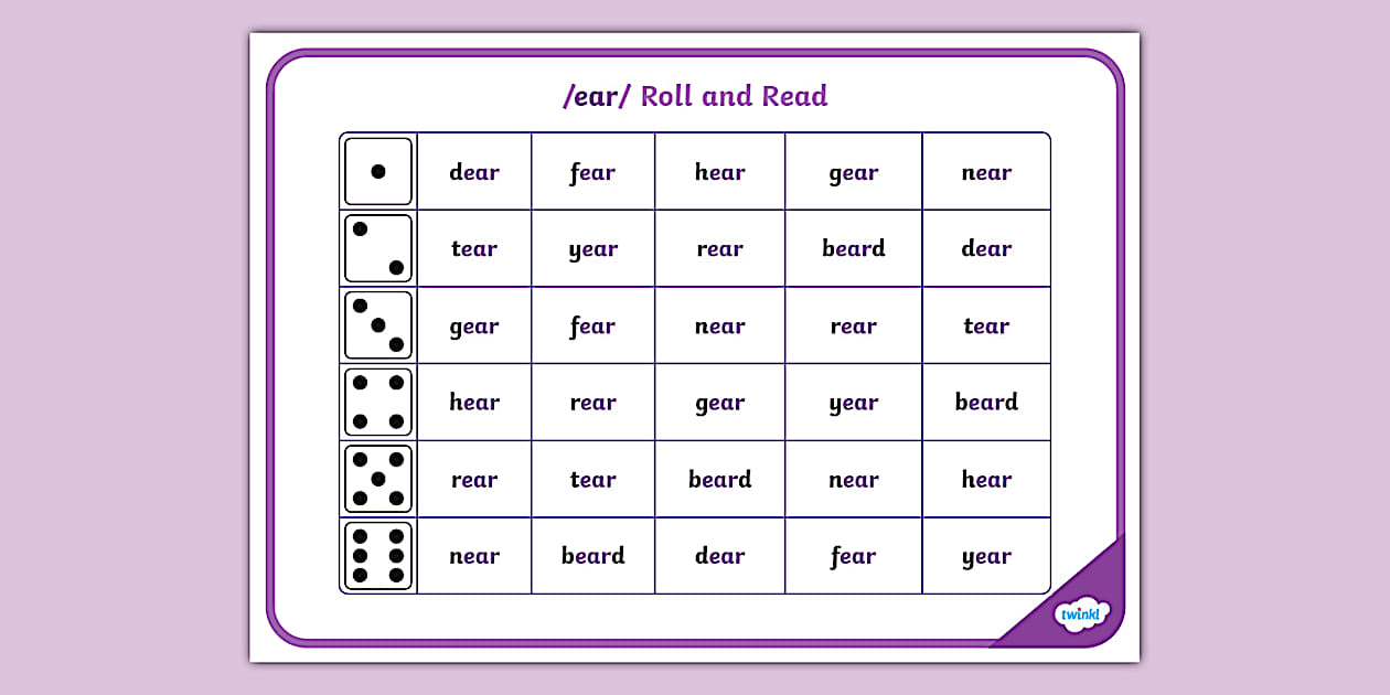 Phase 3 /ear/ Phoneme Roll and Read Mat - Twinkl