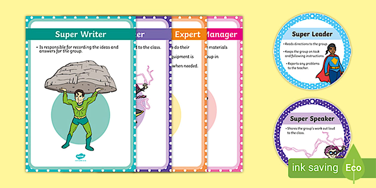 Cooperative Group Roles and Responsibilities Posters and Tags