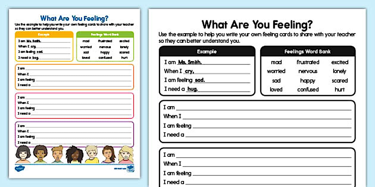 What Are You Feeling? Social Emotional Learning Worksheet for K-2nd Grade