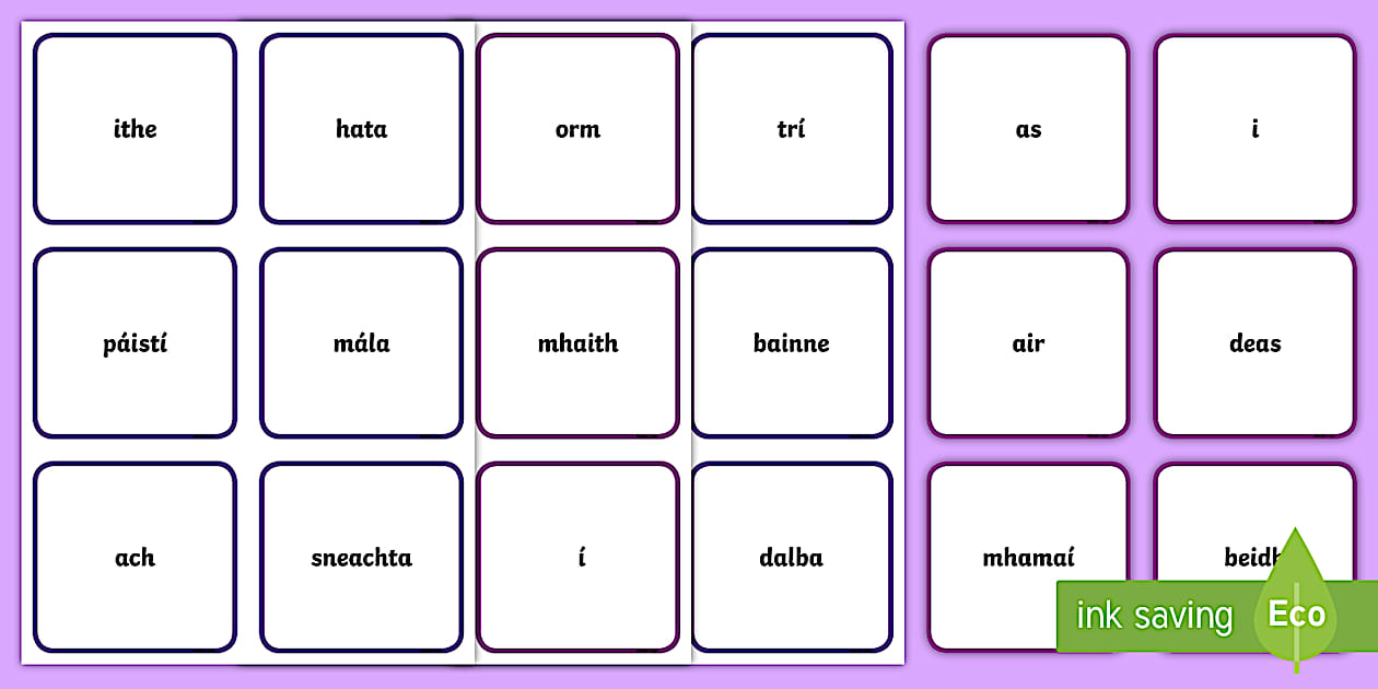 High Frequency Irish Words (81-120) Flashcards Gaeilge