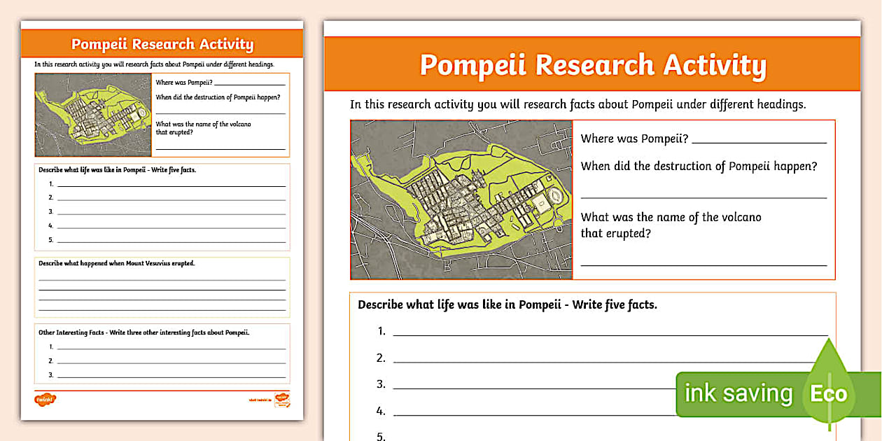 Pompeii (Research Activity Sheet) (teacher made) - Twinkl