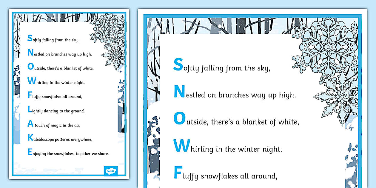Snowflake Acrostic Poem Example (teacher made) - Twinkl