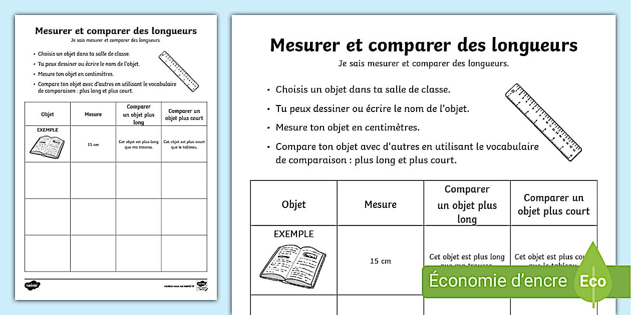 Mesurer et comparer des longueurs (teacher made) - Twinkl