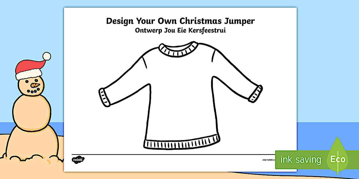 Christmas Jumper Design Worksheet / Worksheet English/Afrikaans