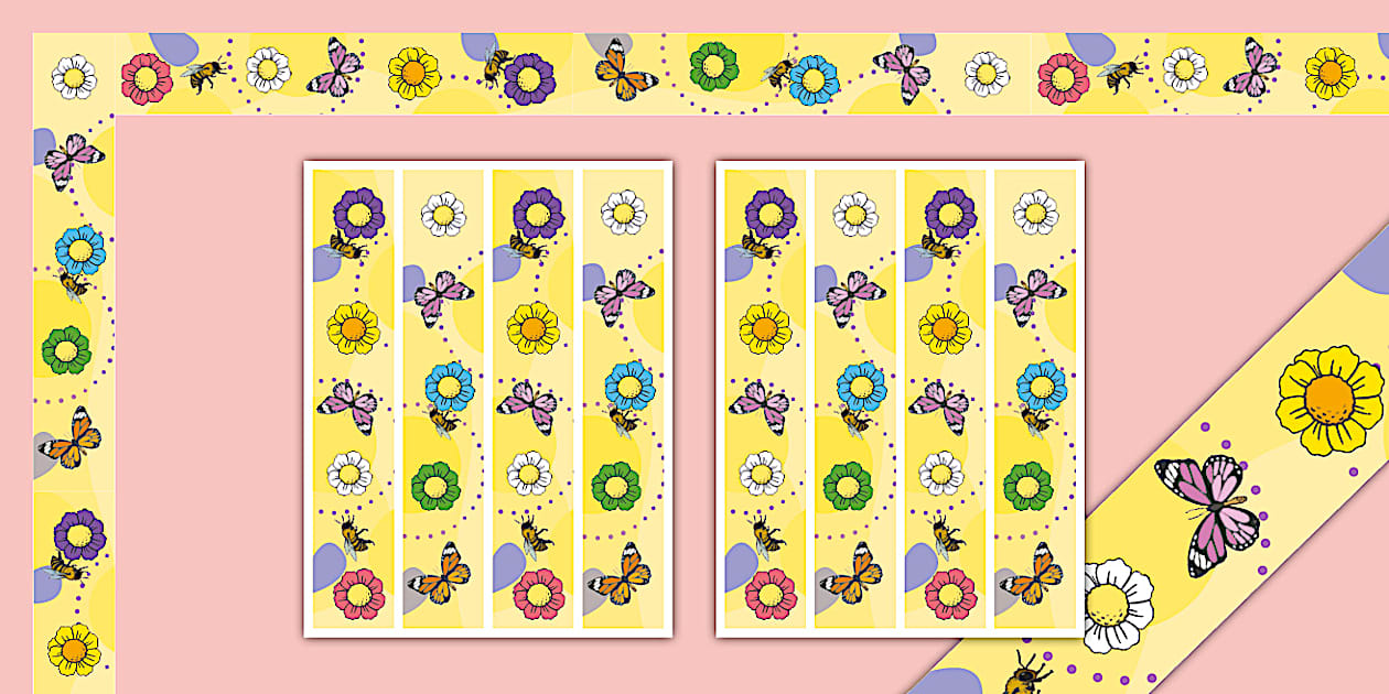 Floral Theme Bulletin Board Borders (teacher made) - Twinkl
