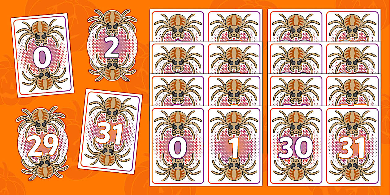 Numbers 0-31 on Spiders - Twinkl Maths Display - Twinkl