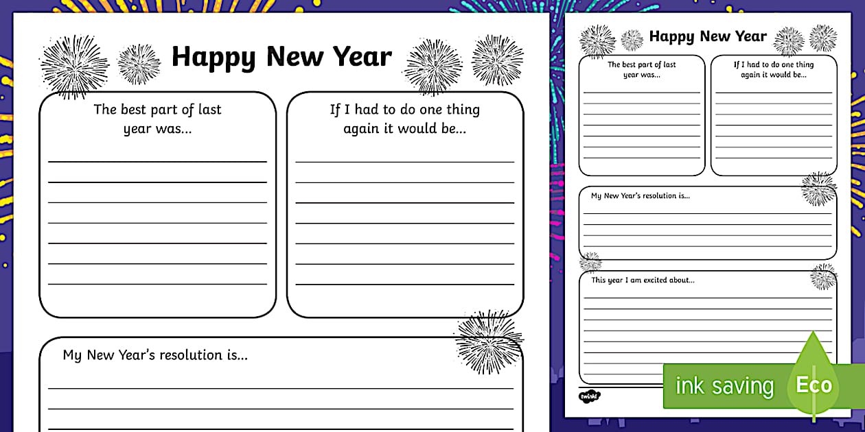 Cursive New Year's Resolution Writing Frame (teacher made)