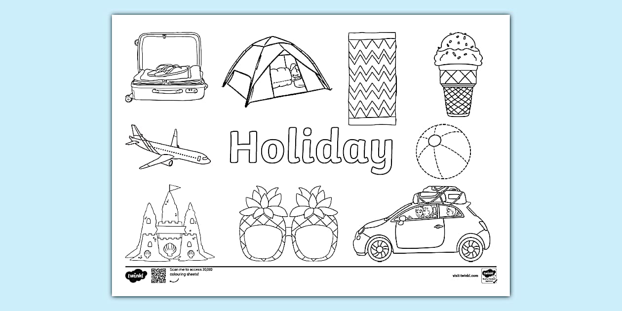 Holiday Doodle Colouring Page (teacher made) - Twinkl
