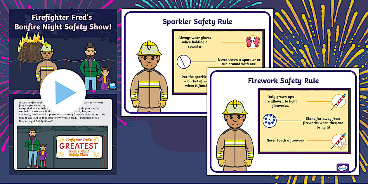Firefighter Fred's Bonfire Night Safety Story PowerPoint and Display Pack
