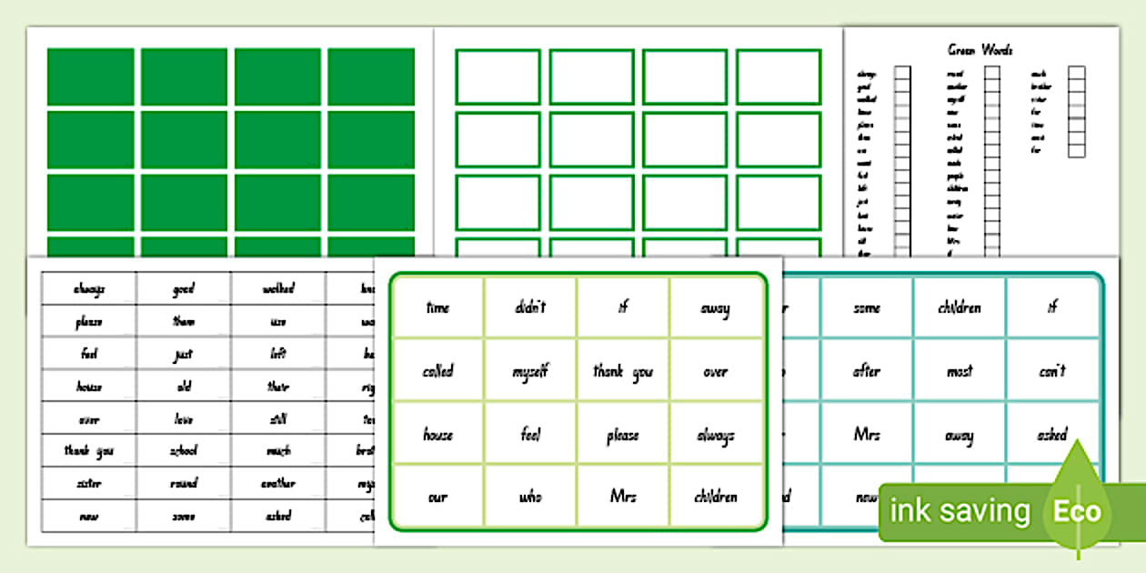 New Zealand Green Sight Words Bingo (teacher made) - Twinkl