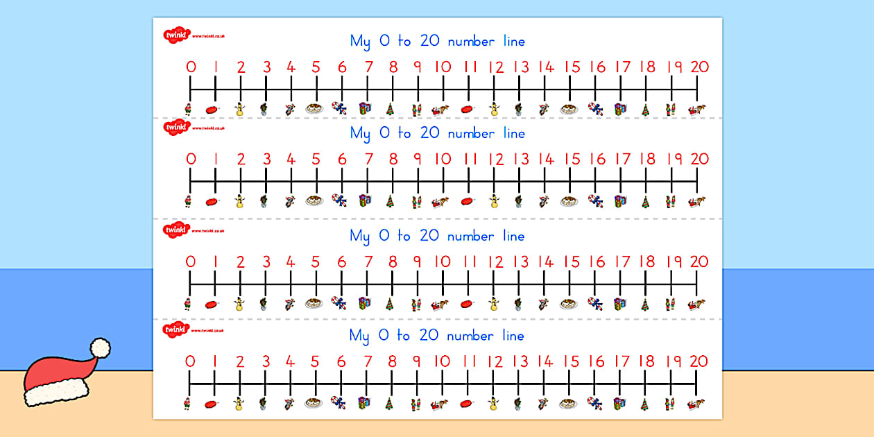 Christmas Number lines 0-20 (Teacher-Made) - Twinkl