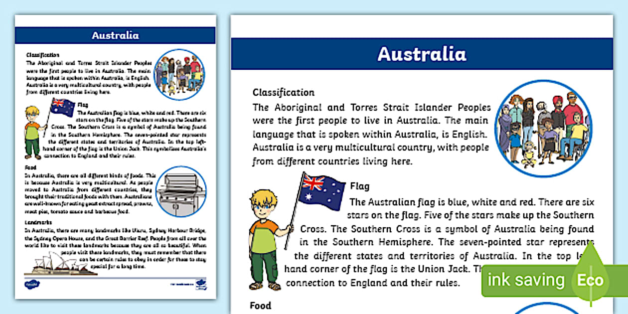 Australia Informational Report Example - Primary Resource