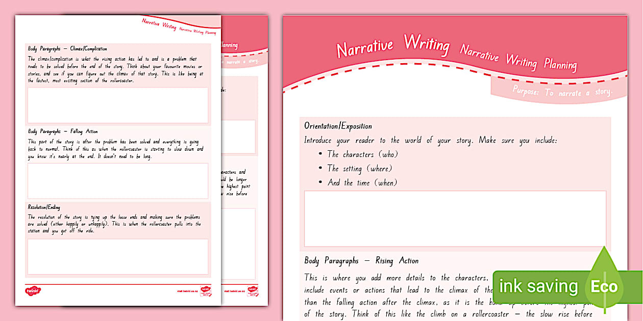 Level 3 Writing - Narrative Writing Planning Sheet - Twinkl