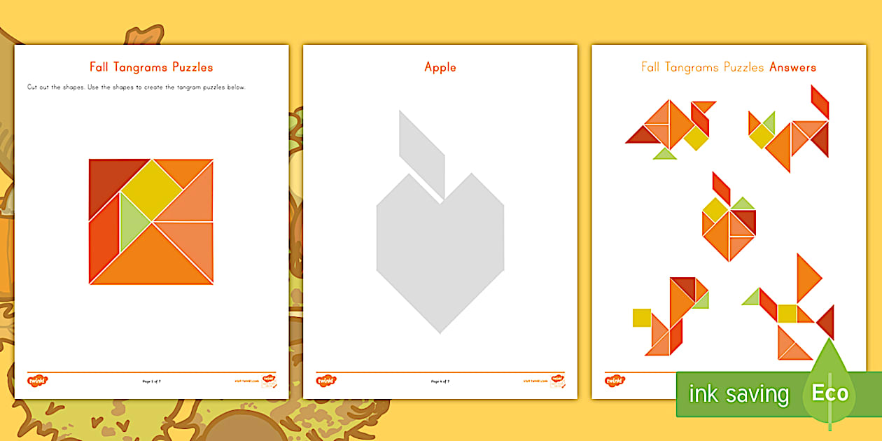 Fun Math Puzzles | Fall Tangram Activity | Geometry Resource