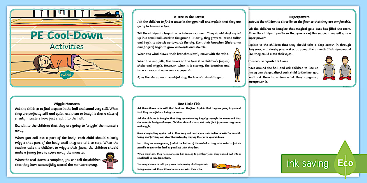 PE Early Level Cool-Down Cards (teacher made) - Twinkl