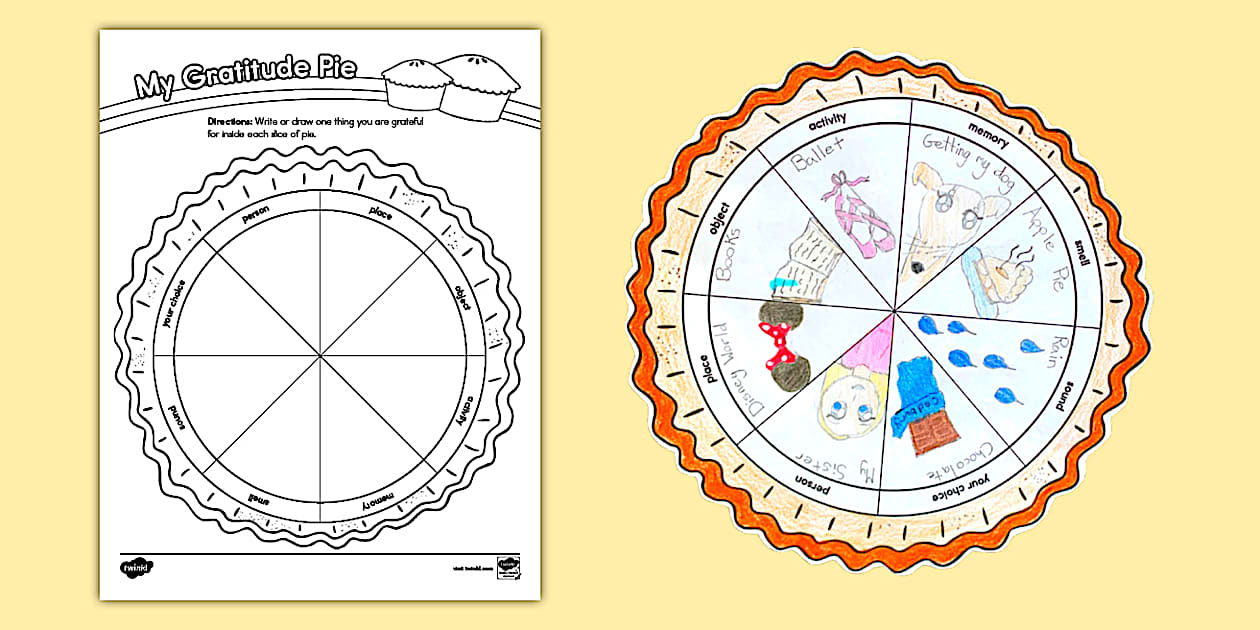 Printable Fall Craft Templates for Gratitude Pie | Twinkl