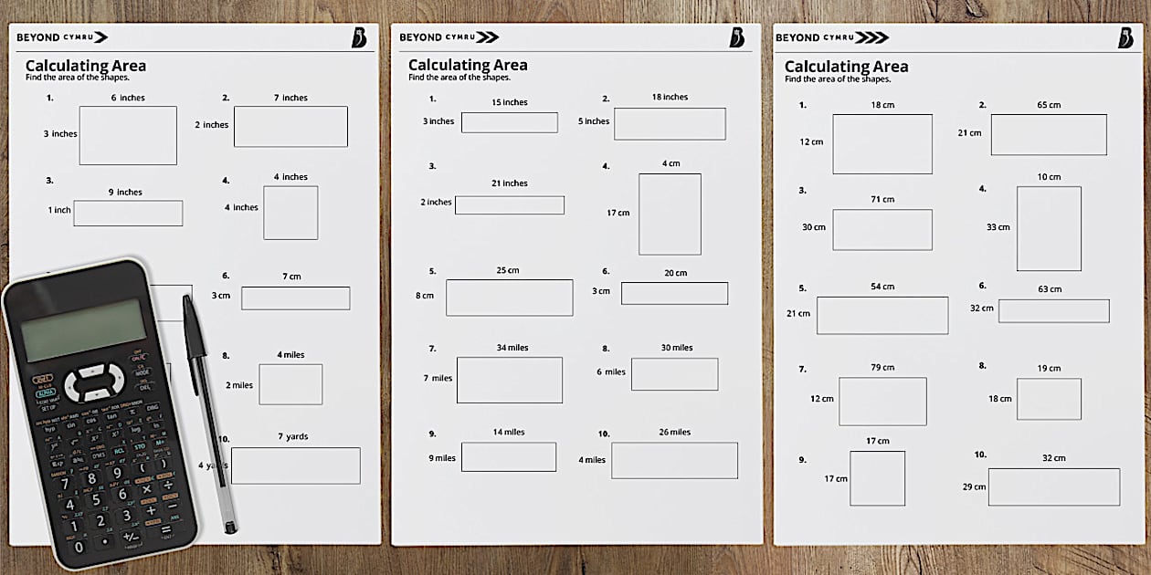 Beyond Cymru: Calculating Area Activity Sheets - Twinkl