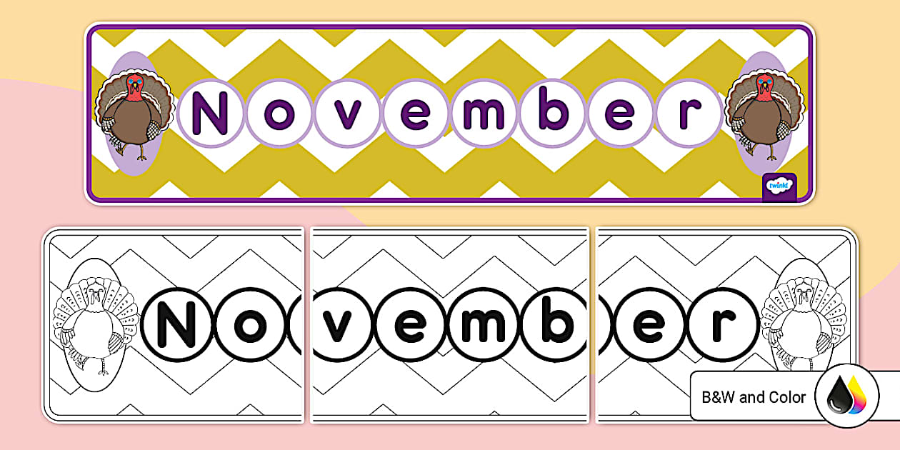 Months of the Year: November Banner (Teacher-Made) - Twinkl