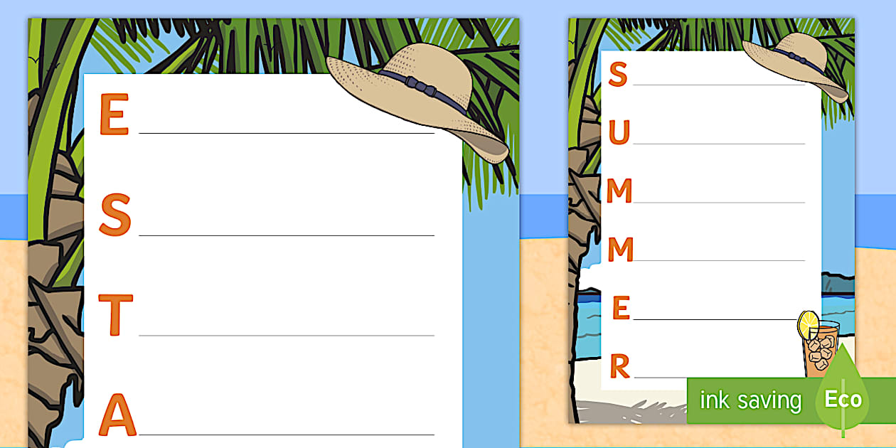 Summer Acrostic Poem in English and Italian (teacher made)