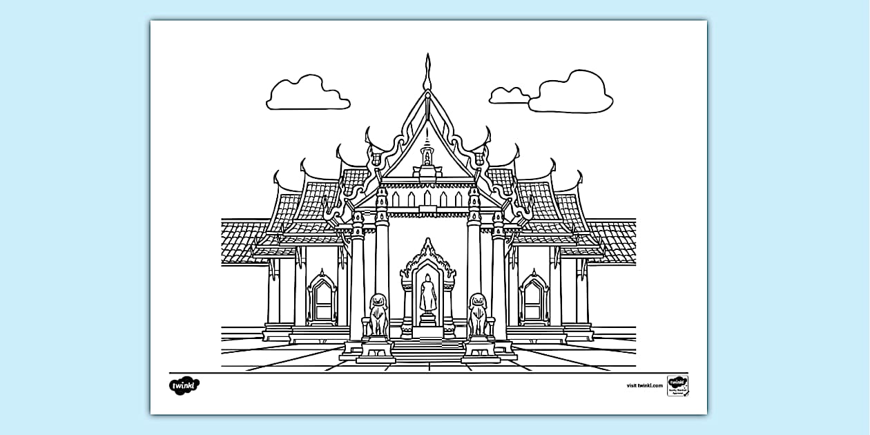 Buddhist Temple Colouring Sheets (teacher made) - Twinkl