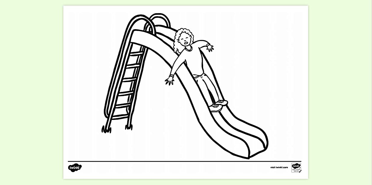 Girl Falling Off Slide Colouring Sheet | Colouring Sheets