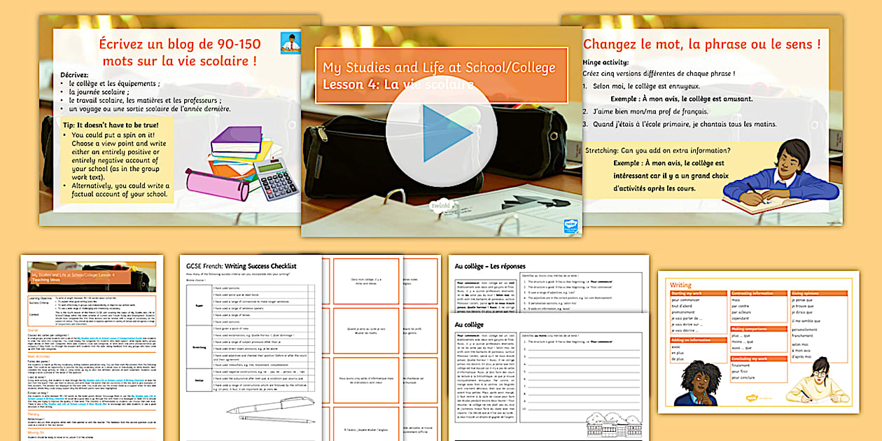 My Studies and Life at School and College Lesson 4: School Life Lesson Pack