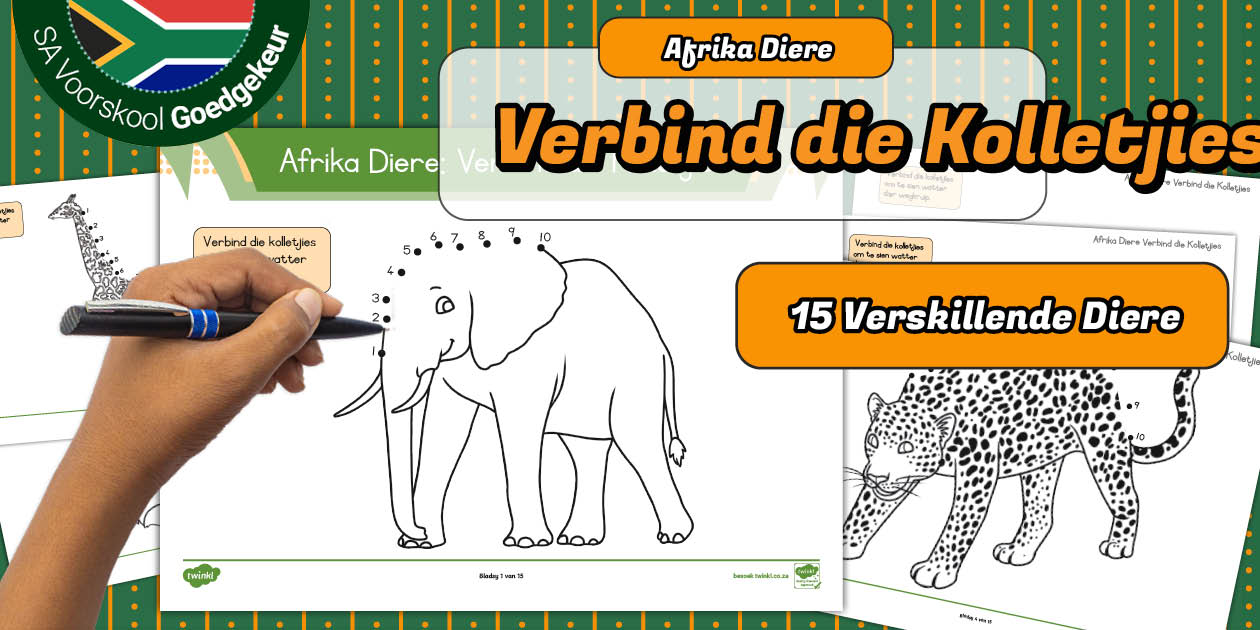 Voorskool - Afrika Diere - Verbind die Kolletjies
