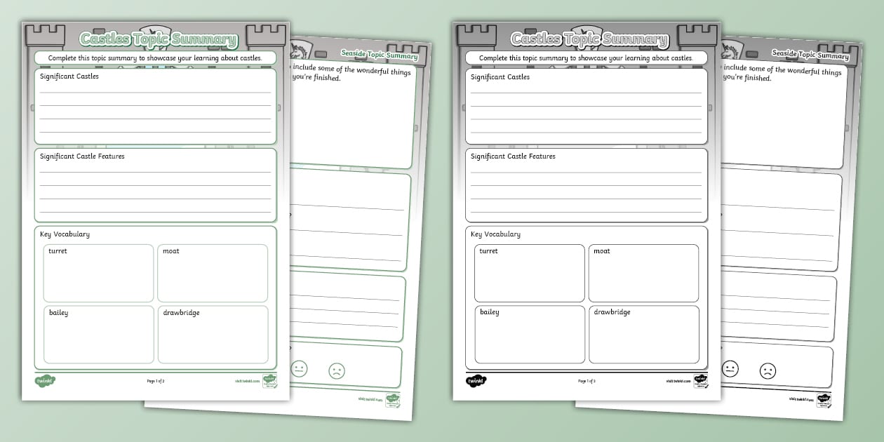Castles Topic Summary Writing Template (teacher made)