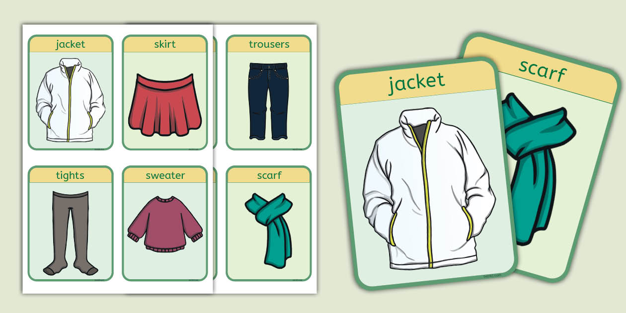 Fall Clothing Photo Flashcards (teacher made) - Twinkl