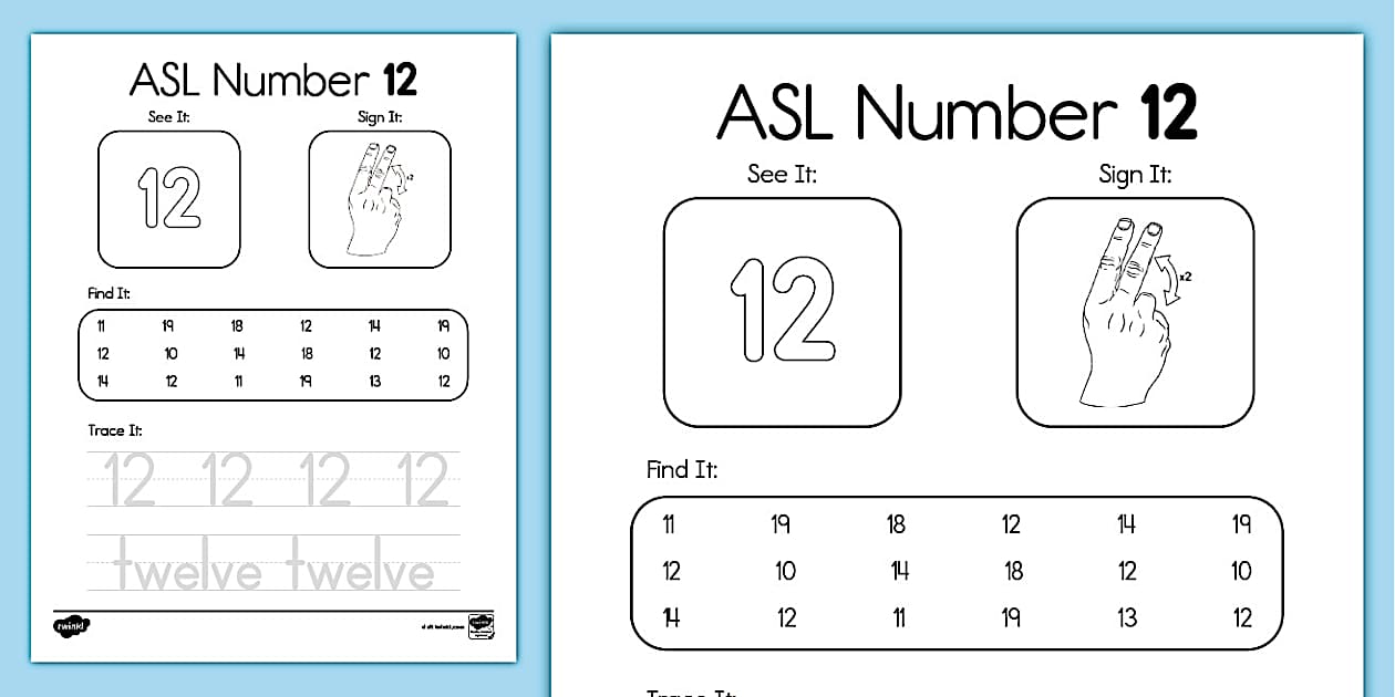 12 in ASL Activity | Resource | Twinkl USA (teacher made)