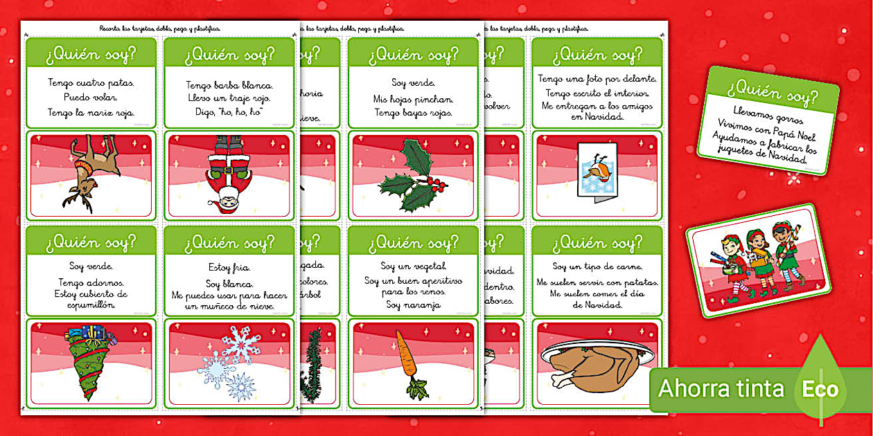 Juego de adivinanzas de Navidad: ¿Quién soy? - Twinkl