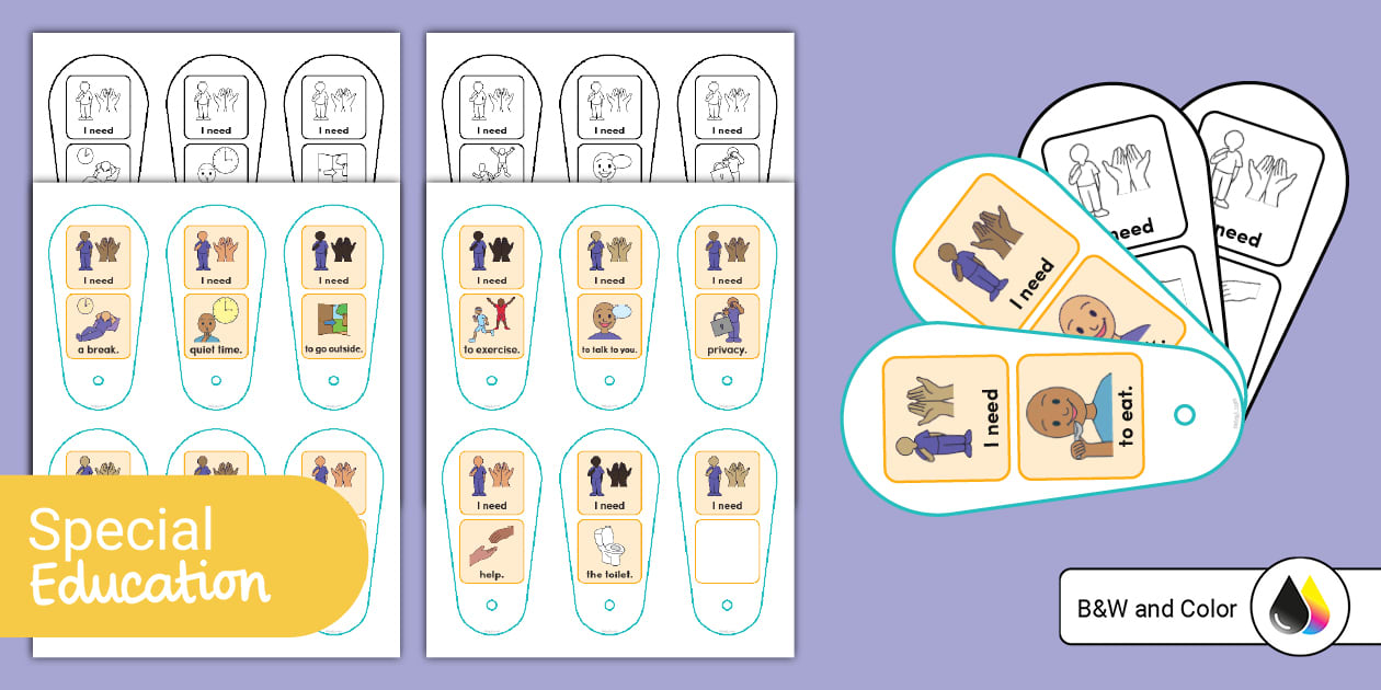 Twinkl Symbols: "I need ..." Communication Fan