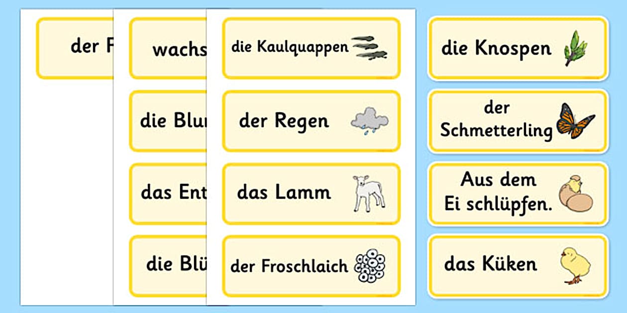 Spring Word Cards German (teacher made) - Twinkl