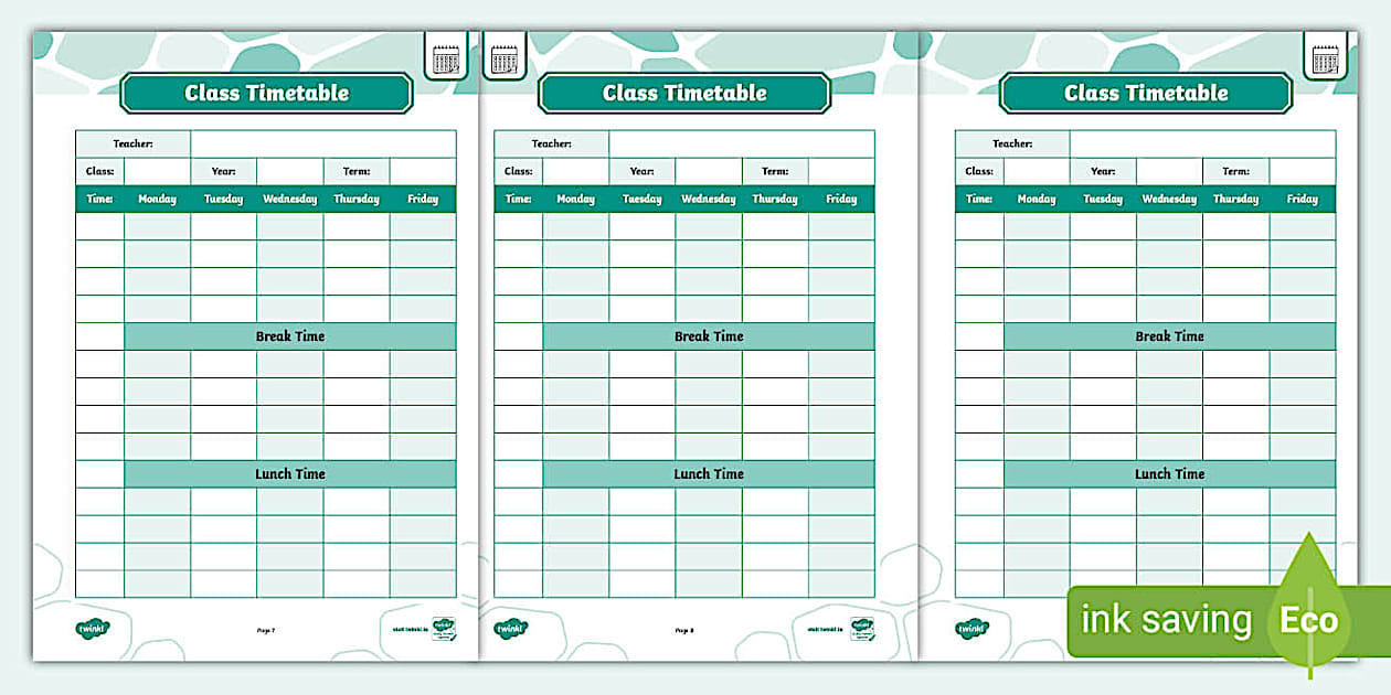 Teacher Planner: Timetable
