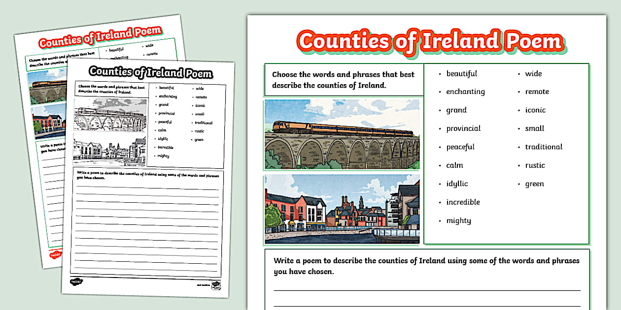 Counties of Ireland Poem Writing Template - Twinkl