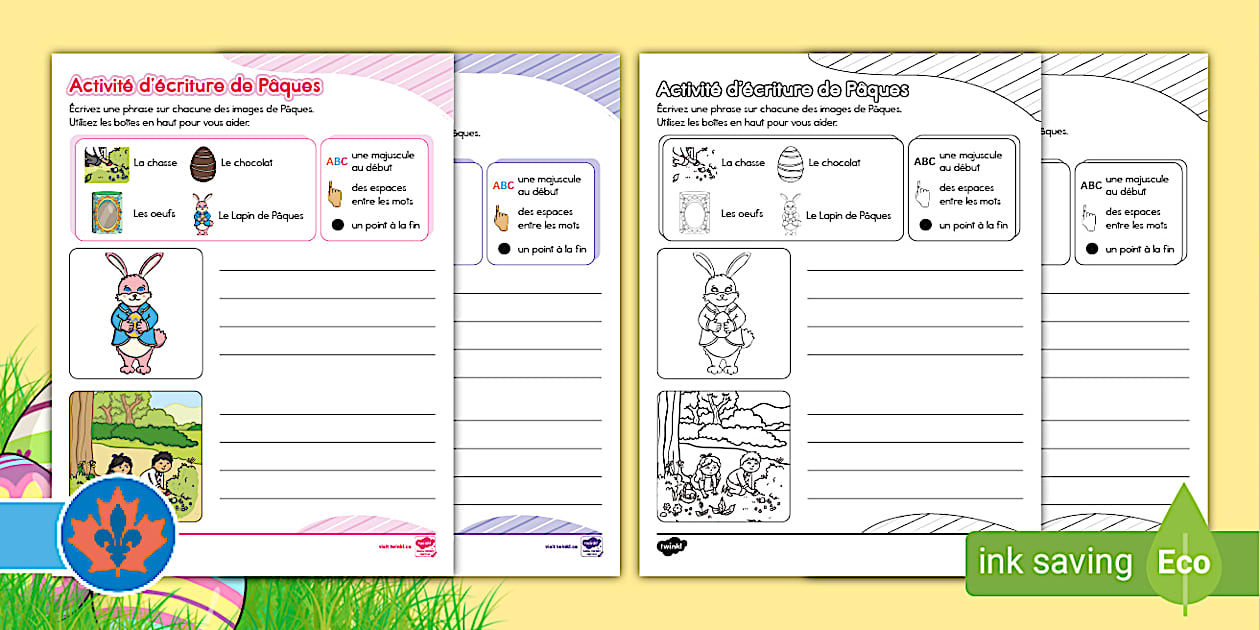 Easter Themes Primary Descriptive Writing Activity French