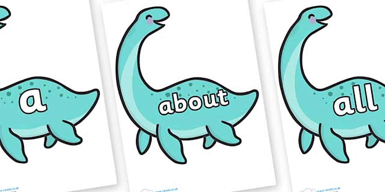 100 High Frequency Words on Plesiosaur Dinosaurs - Twinkl