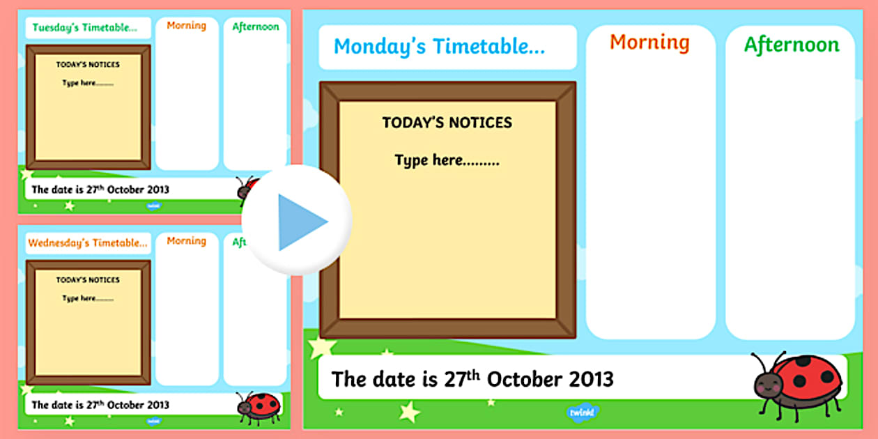 KS1 Visual Timetable Interactive PowerPoint Editable