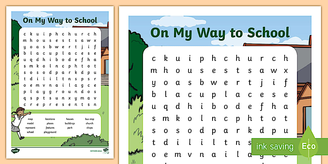 TAS On My Way to School Word Search (teacher made) - Twinkl