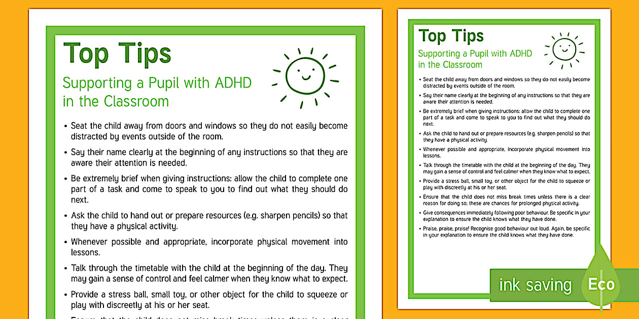 Classroom Tips for Supporting Kids with ADHD - Poster
