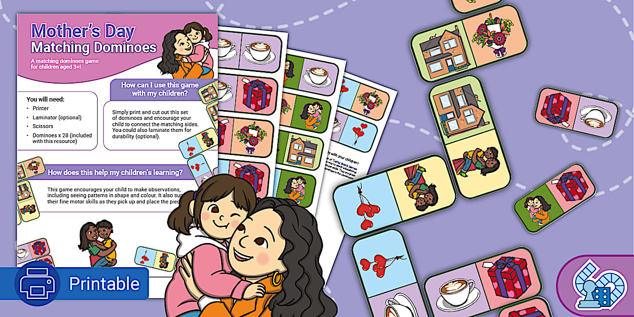 Mothers Day Matching Game Dominoes | Twinkl Board Games