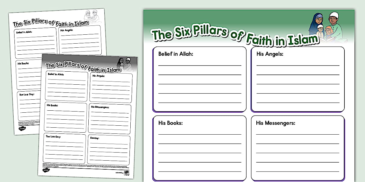 The Six Pillars of Faith in Islam Fact File Template