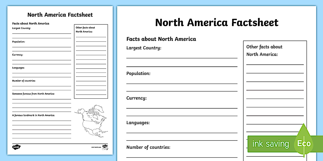 Editable North America Factsheet Writing Template - Twinkl