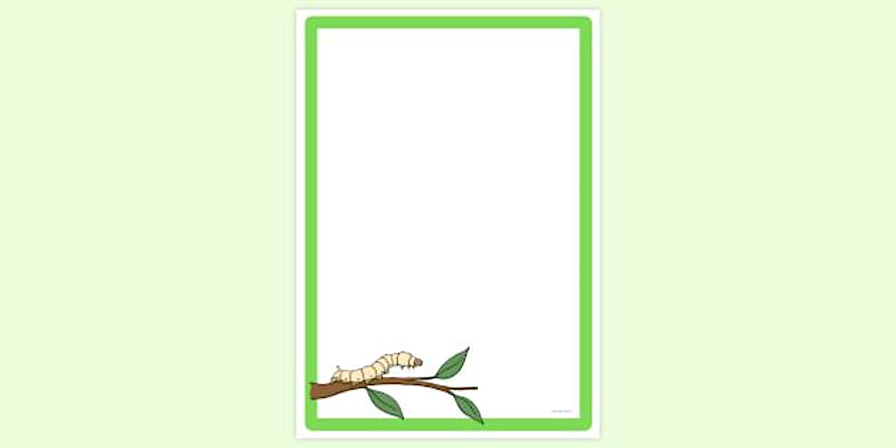 Blank Silkworm Crawling Along a Branch Page Border | Twinkl