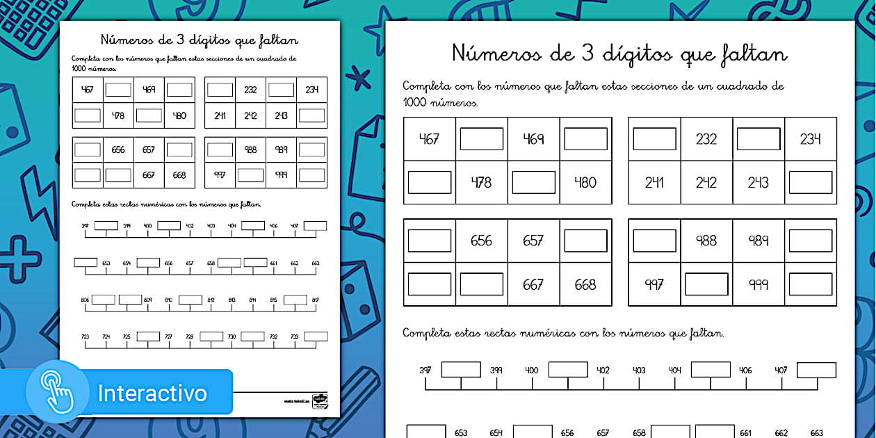 Ficha de actividad: Números de 3 dígitos - Twinkl
